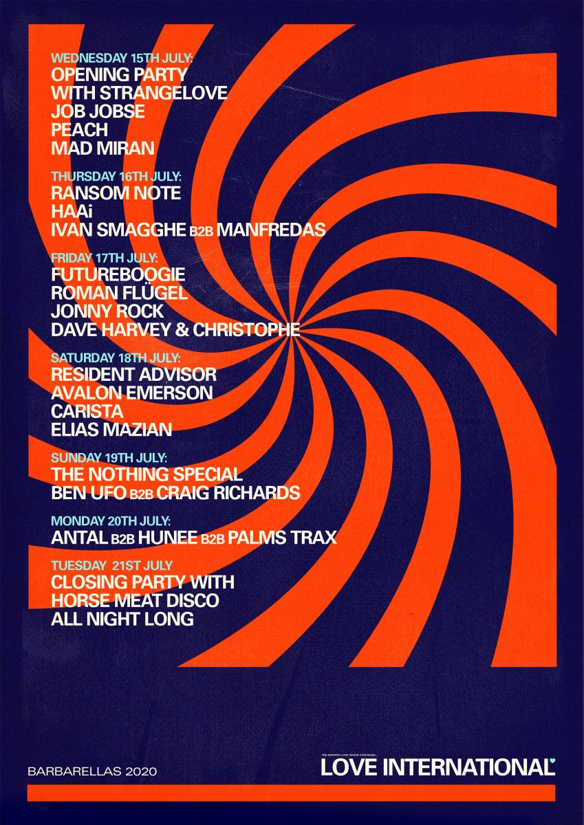 Love International Festival reveal 2020 Barbarella's schedule